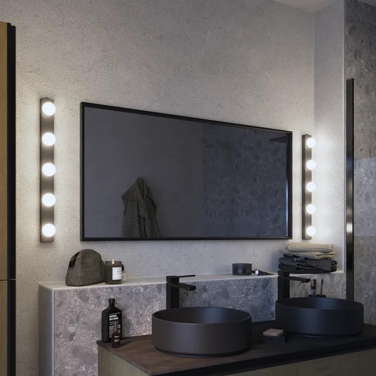 CH-89742004-LUM - Applique LED salle de bain Lizzled L.60 cm, 5 boules ...